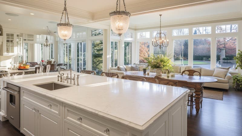 Luxurious Off-white Colored Fitted Kitchen within Large Family Home, AI ...