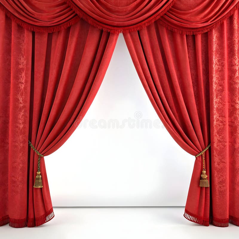 Luxurious Opened Red Velvet Curtain Isolated Stock Illustration ...