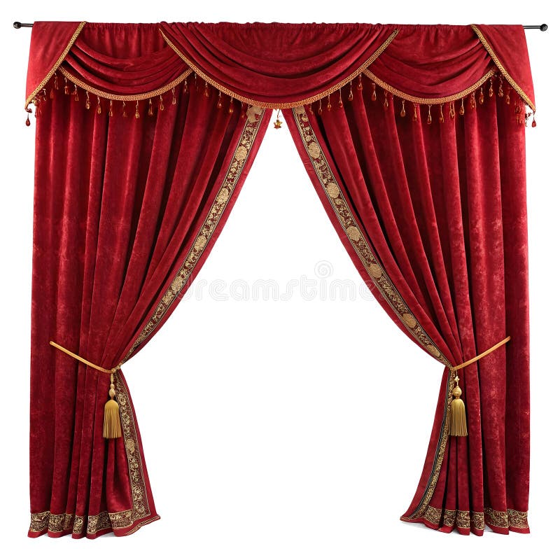 Luxurious Opened Red Velvet Curtain Isolated Stock Illustration ...