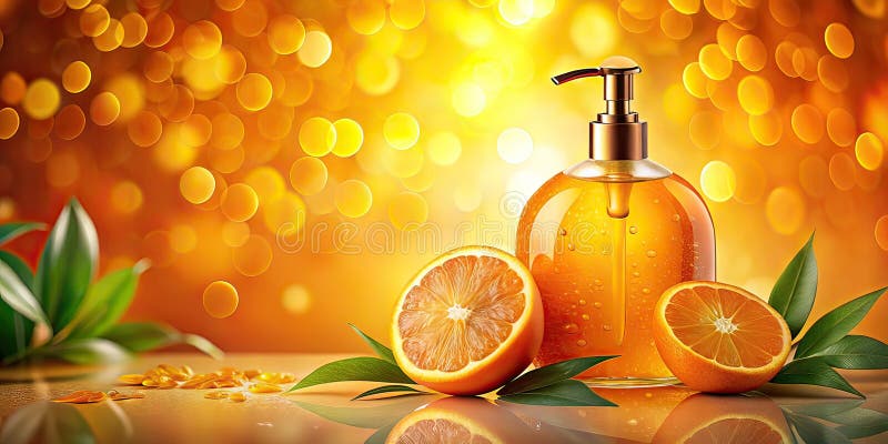 Luxurious Orange Liquid Hand Soap Bottle a Studio Shot Celebrating ...