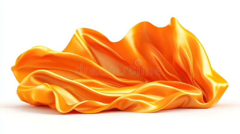 Luxurious Orange Silk Fabric Elegantly Draped on White Background, a ...