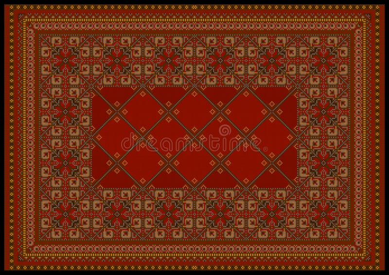 Luxurious Ornament in Red Shades for Classic Carpet Stock Illustration ...