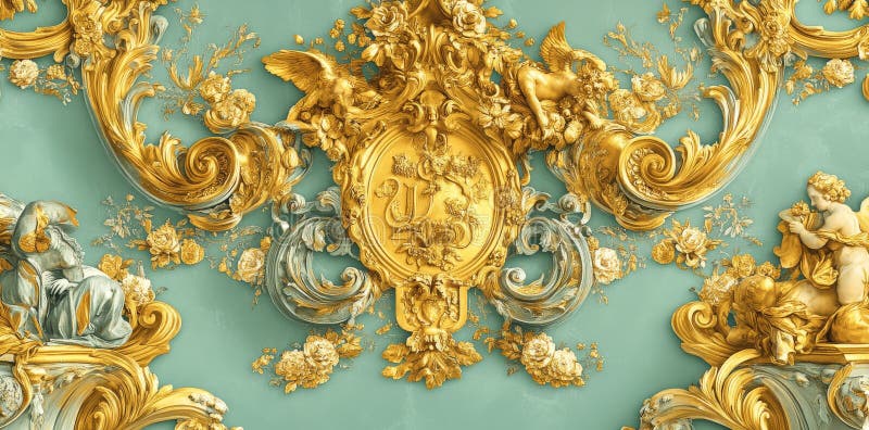 Luxurious Ornate Green and Gold Frame Design for High-End Projects ...