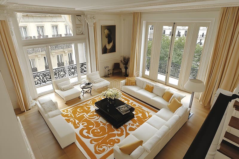 Luxurious Parisian Apartment Living Room Stock Illustration ...