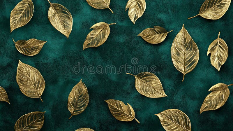 A Luxurious Pattern Design Featuring Intricately Detailed Gold Leaves ...