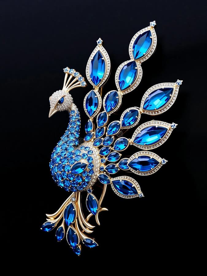 Luxurious Peacock Brooch with Eye-catching Blue Gem Details and Ornate ...