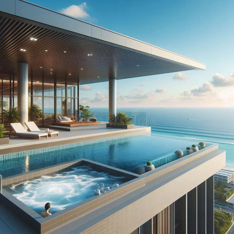 A Luxurious Penthouse with an Infinity Pool and Hot Tub Overlooking the ...