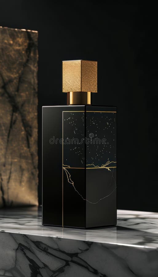 Luxurious Perfume Bottle Shining on Golden Background Stock Photo ...