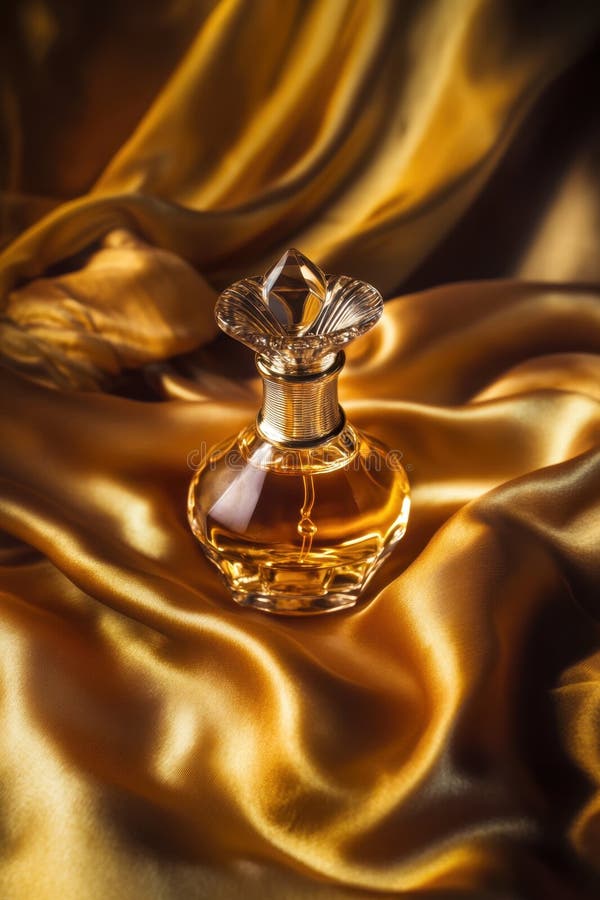 Luxurious Perfume Bottle Shining on Golden Background Stock Photo - Image of product, container ...