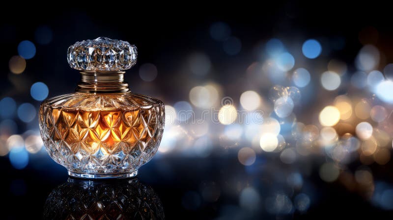 Luxurious Perfume Bottle with Intricate Design and Golden Liquid ...