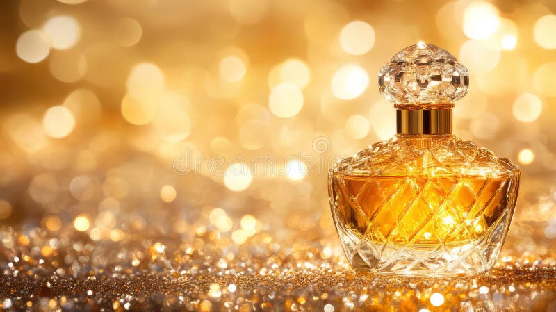 Luxurious Perfume Bottle with Intricate Design and Golden Liquid ...