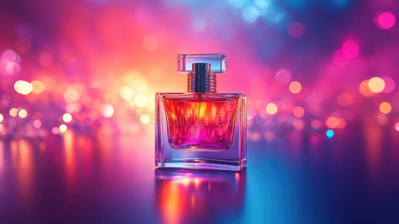 Luxurious Perfume Bottle in Vibrant Radiant Colors with Dynamic ...