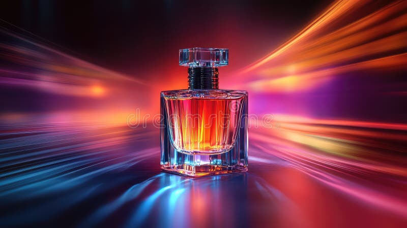 Luxurious Perfume Bottle Shining on Golden Background Stock Photo ...