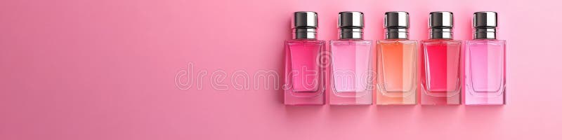 Luxurious Perfume Display with Sleek Bottles on Soft Pastel Pink ...