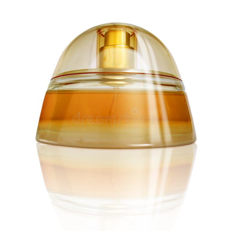 Luxurious Perfume with Reflection, Yellow-Orange Colors Stock Image ...