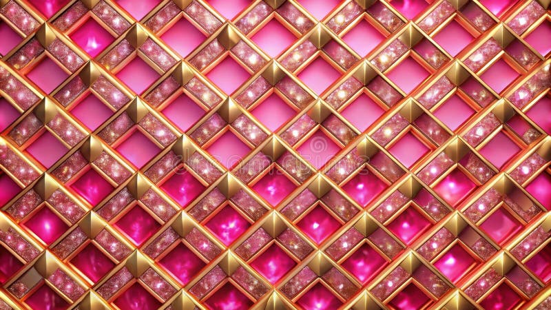 Luxurious Pink and Gold Geometric Sparkle Pattern Design. Generative AI Stock Illustration ...