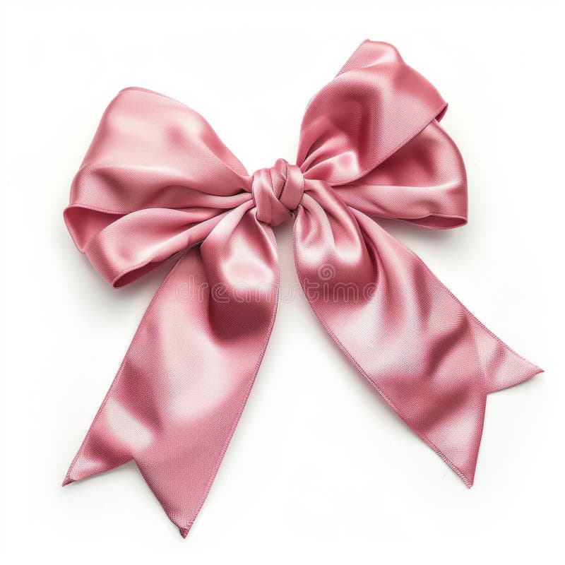 A Luxurious Pink Satin Bow, Isolated on White, Perfect for Elegant Gift ...