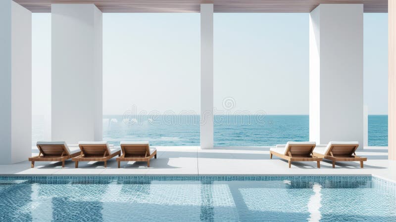 Luxurious Poolside Chairs with a Stunning Ocean View, Perfect for ...