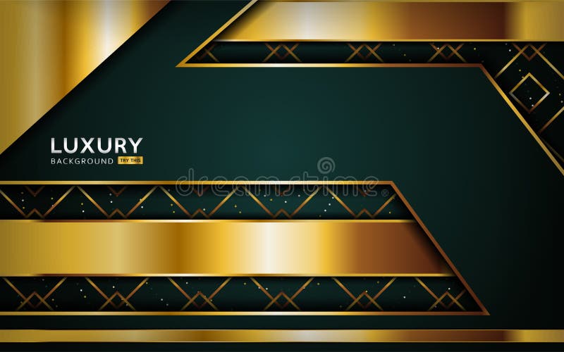 Luxurious Premium Navy Green Abstract Background with Golden Lines ...