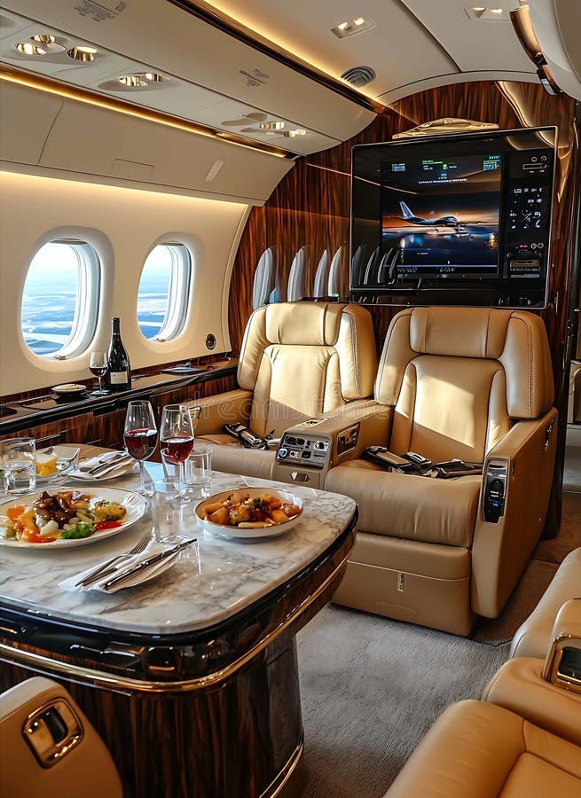 Luxurious Private Jet Cabin Interior Stock Illustration - Illustration ...