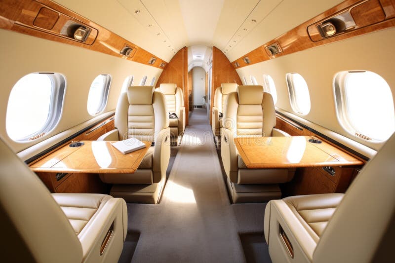 A Luxurious Private Jet Cockpit with Business Class Amenities Stock ...