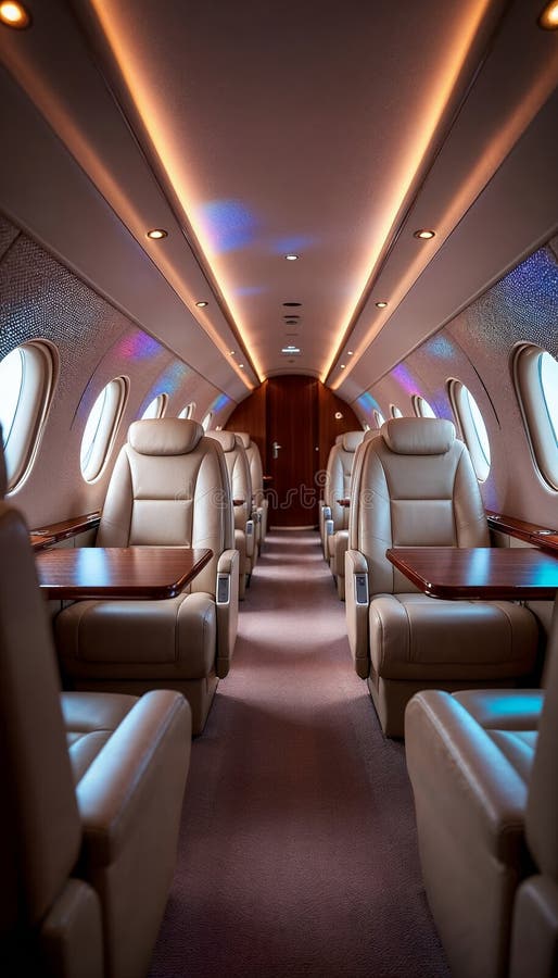 Luxurious Private Jet Interior Empty Seats Stock Illustration ...