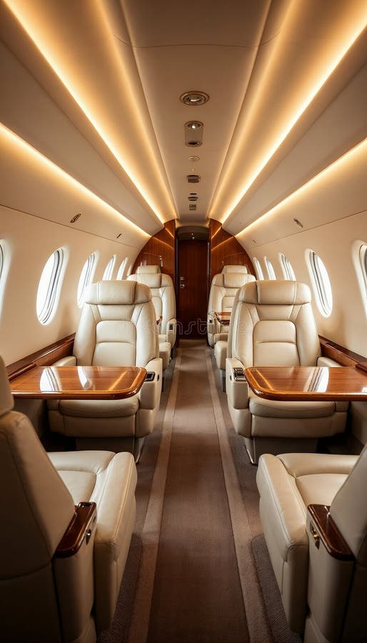 Luxurious Private Jet Interior Empty Seats Stock Illustration ...