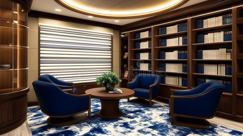 Luxury Library Design stock illustration. Illustration of ship - 369389283