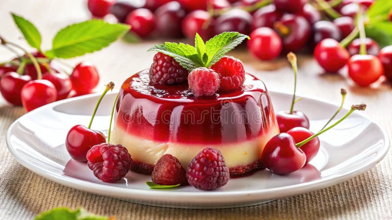 A Luxurious Raspberry and Cherry Pudding a Fine Dining Dessert ...