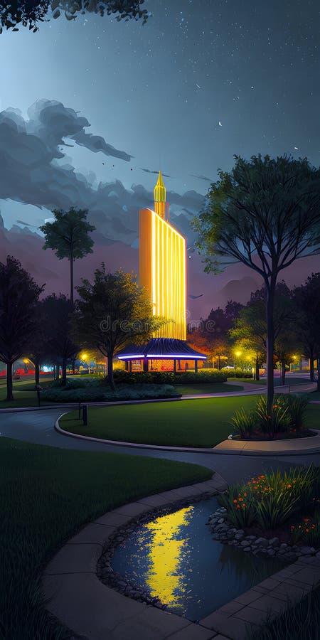 Luxurious Realistic Night Park Environment Stock Illustration ...