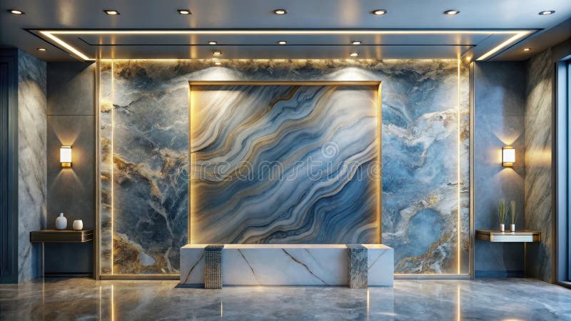 Luxurious Reception Area with Elegant Marble Wall and Modern Lighting ...
