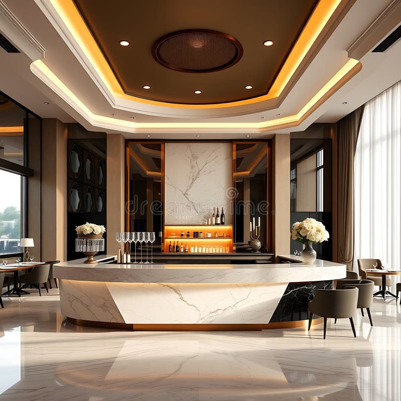 A Luxurious Reception Desk at an Upscale Restaurant with Polished ...