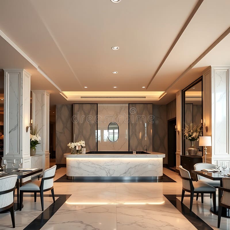 A Luxurious Reception Desk at an Upscale Restaurant with Polished ...
