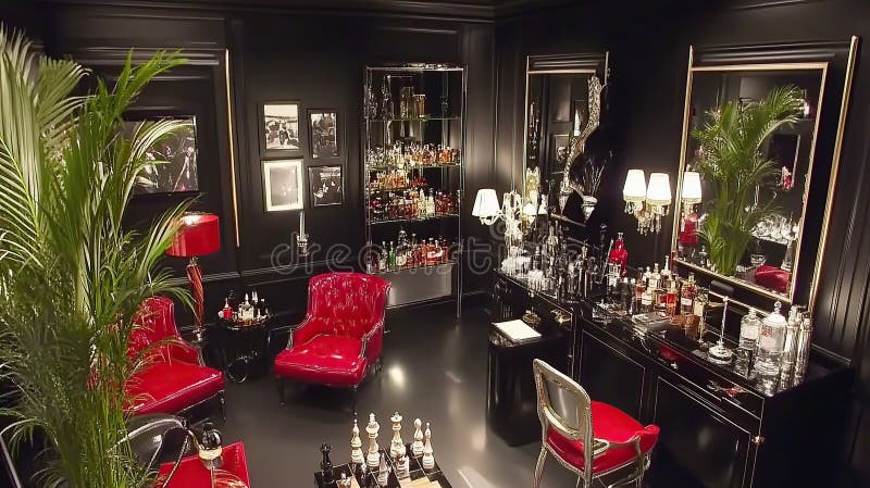 Luxurious Red Bar, Nightclub Interior, Drinks, Decor Stock Image ...