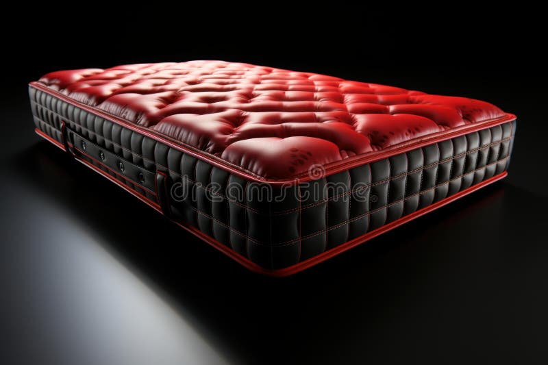 Luxurious Red and Black Mattress on Dark Background Stock Photo - Image ...
