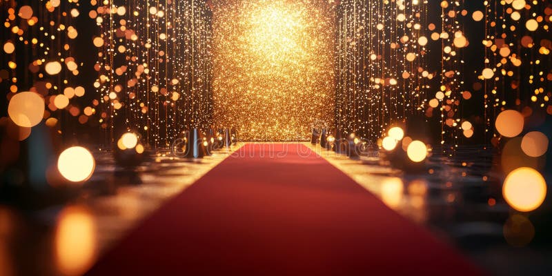 Luxurious Red Carpet Entrance with Golden Lights Stock Photo - Image of ...