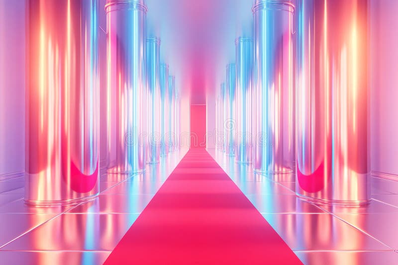 This Luxurious Red Carpet Setup Features Chrome Pillars and Glowing ...
