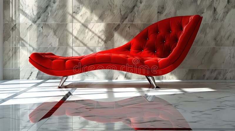 A Luxurious Red Chaise Lounge in a Modern Interior Setting, Bathed in ...