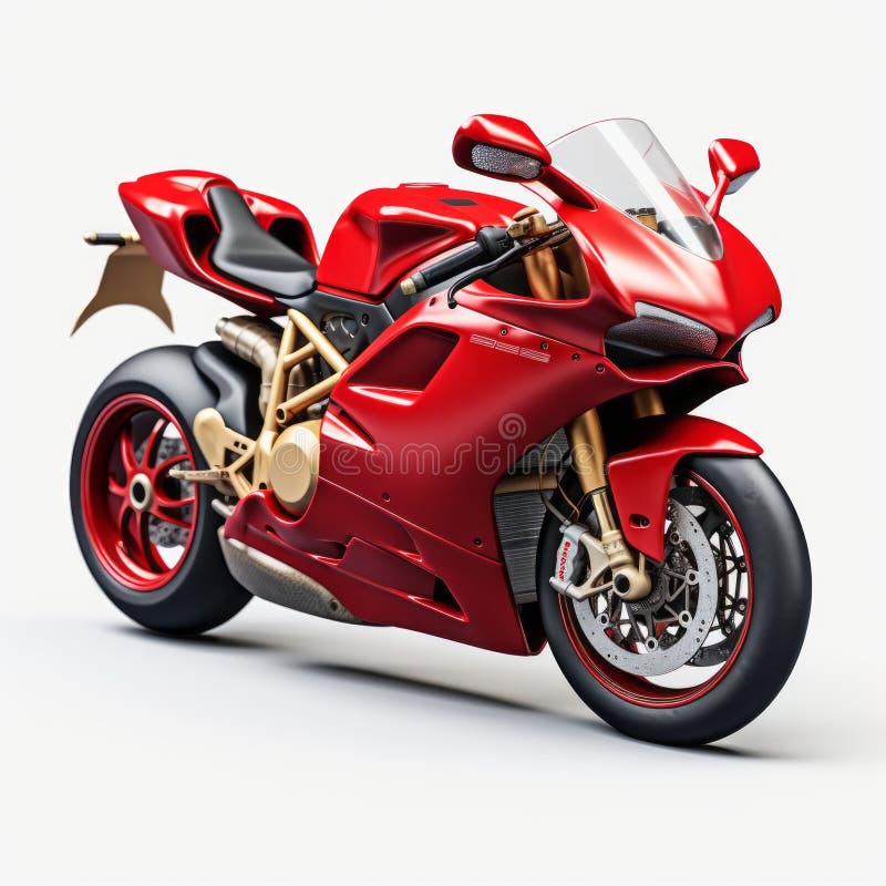 Luxurious Red Motorcycle on White Background - Hyper-realistic Sci-fi ...