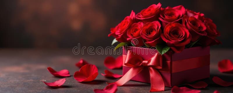 Luxurious Red Roses and Elegant Chocolate Box , Relationship, Box Stock ...