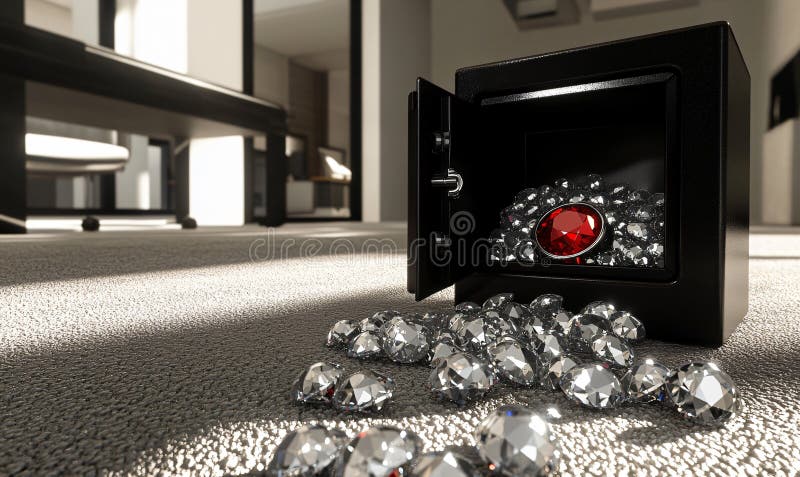 Luxurious Red Ruby & Diamonds in Safe, 3D Render High Quality Image ...
