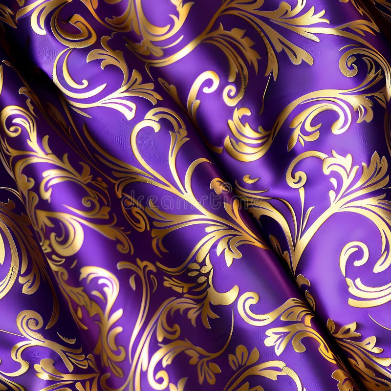 Purple and Gold Elegant Fabric Repeating Pattern Stock Illustration ...
