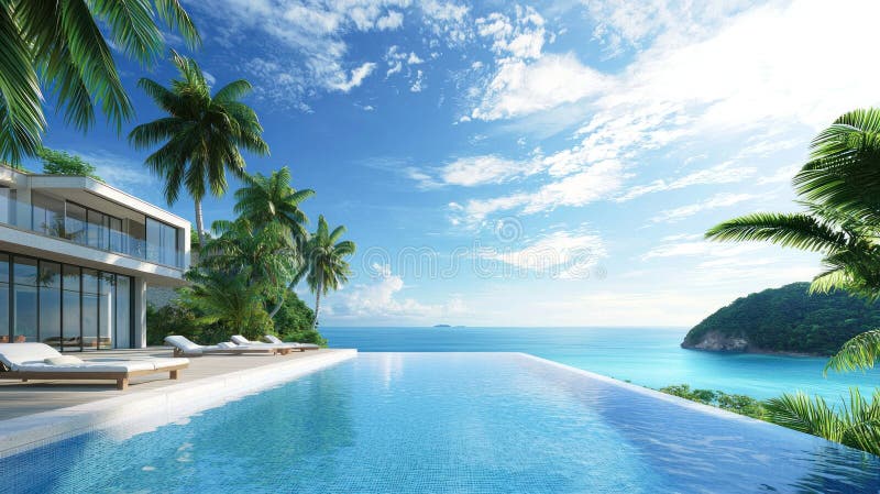 A Luxurious Resort with an Infinity Pool Overlooking a Stunning Stock ...