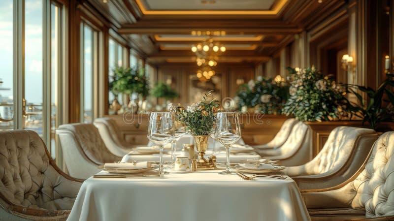 Luxurious Restaurant Interior with Elegant Decor and Fine Dining Setup ...