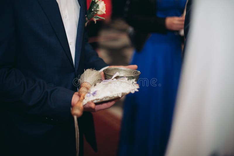 Luxurious Rings in the Church. Wedding Ceremony Stock Image - Image of ...