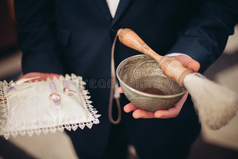 Luxurious Rings in the Church. Wedding Ceremony Stock Image - Image of ...