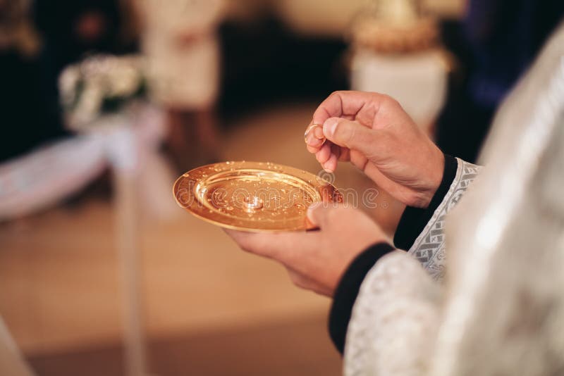 Luxurious Rings in the Church. Wedding Ceremony Stock Photo - Image of ...