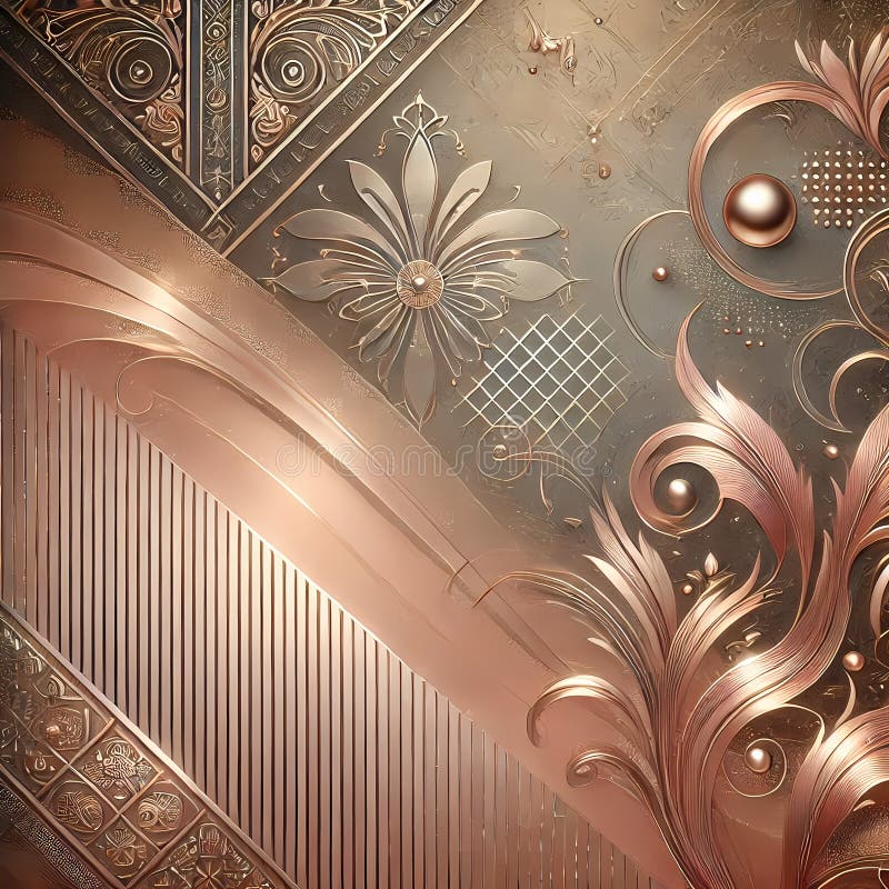 Luxurious Rose Gold Metallic Background, with Floral Patterns Stock ...