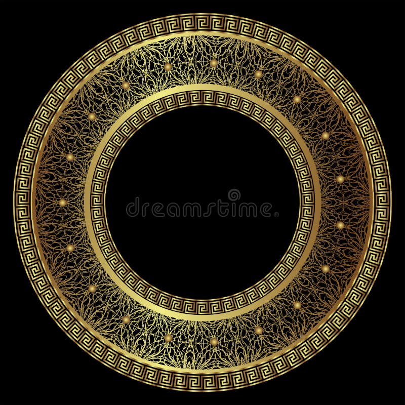 Round Gold Frame with Lights on a Light Background Stock Illustration ...