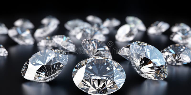 Luxurious Scattering Brilliant Diamonds on Reflective Surface ...